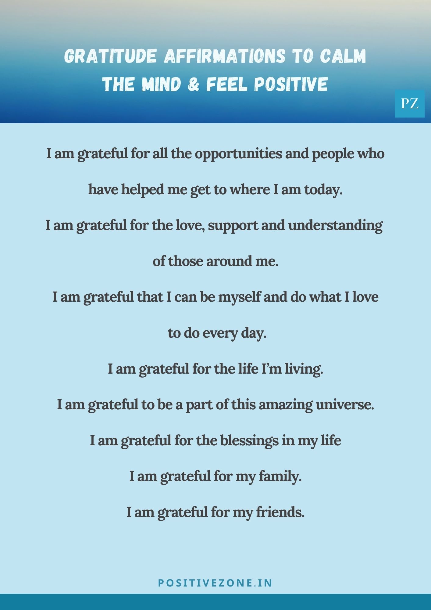 35 Gratitude Affirmations To Calm The Mind Feel Positive Positive Zone
